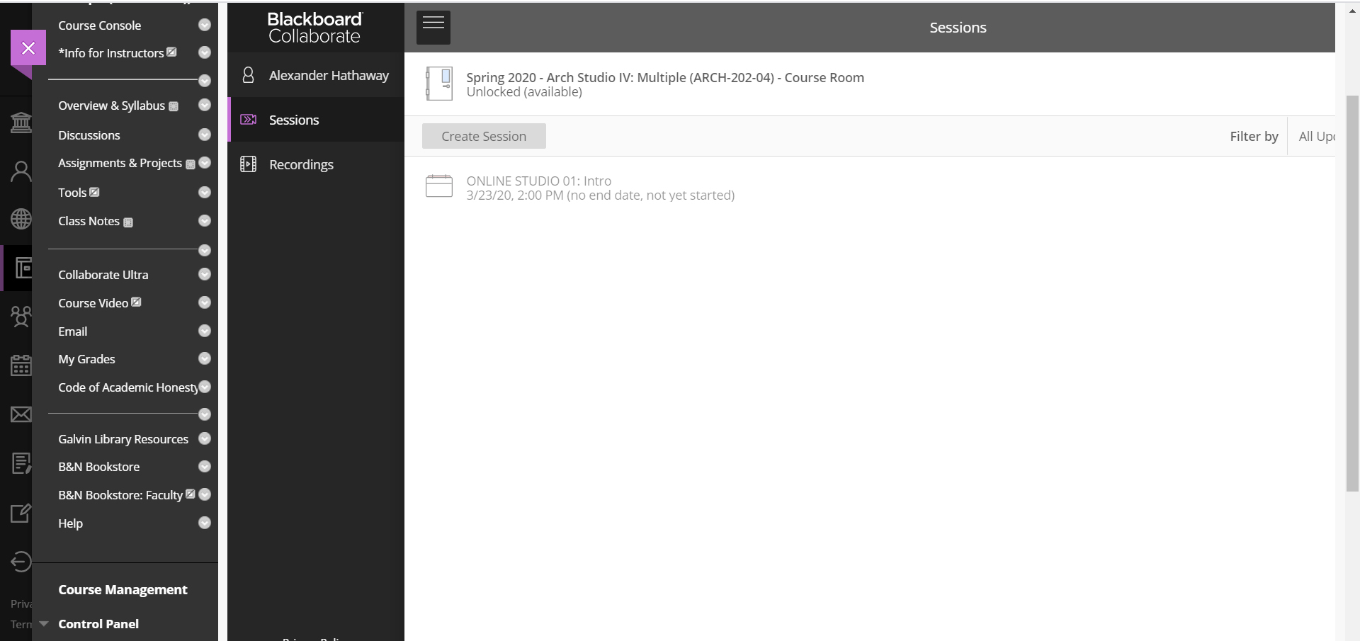 BLACKBOARD – Intro – Hathaway Section – Spring 2020